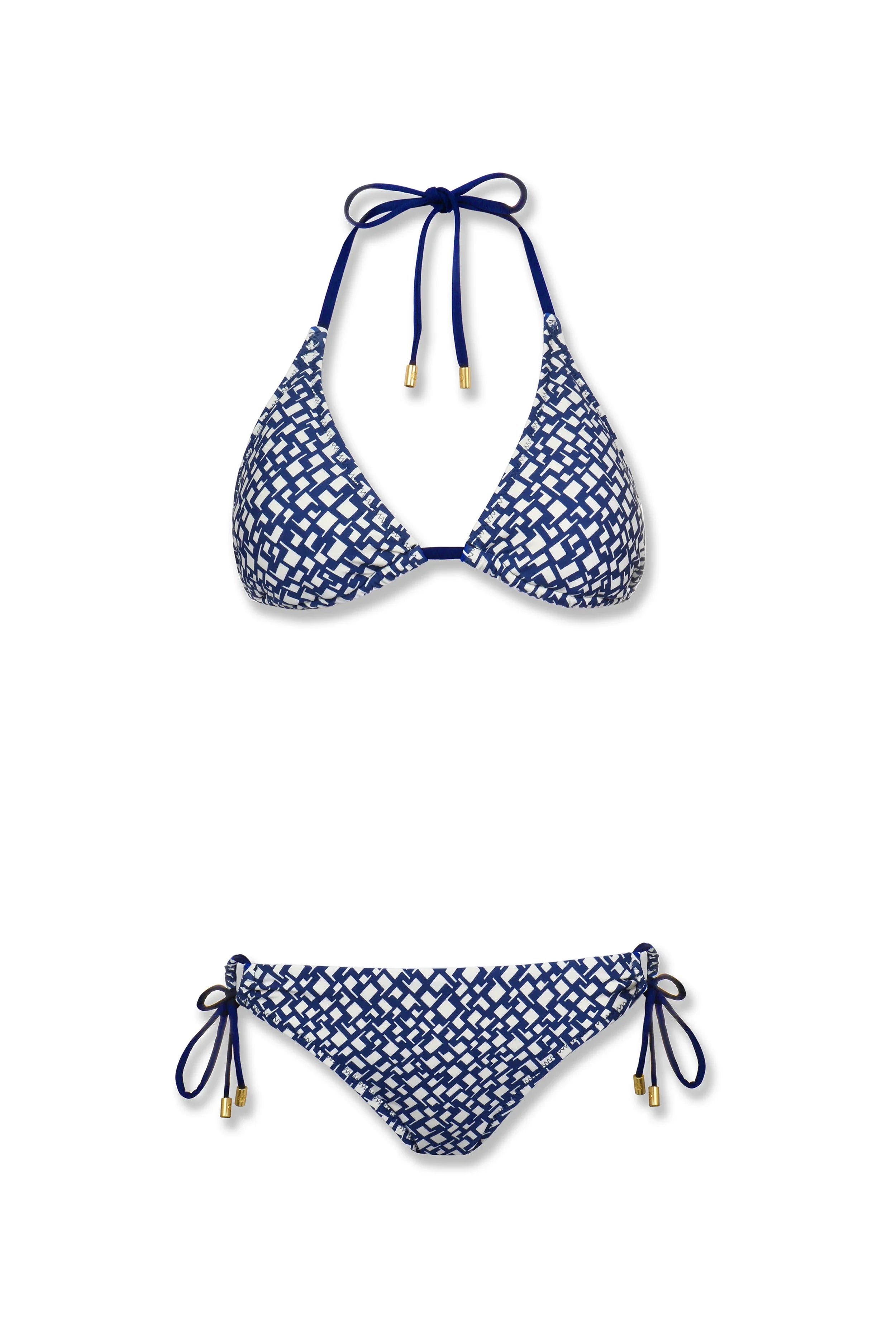 String Bikini Top, Cap Ferrat, Navy Ivory Print, Helen Jon String Bikini Top, Cap Ferrat, Navy Ivory Print, Helen Jon